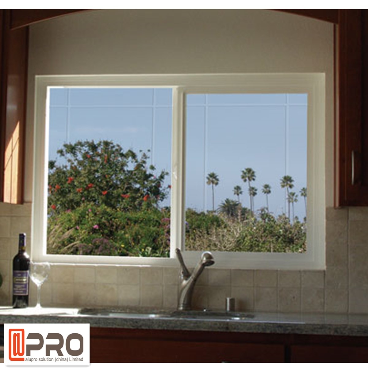 Double Layer Silent Aluminum Sliding Glass Windows Grey Color Commercial Double Glass