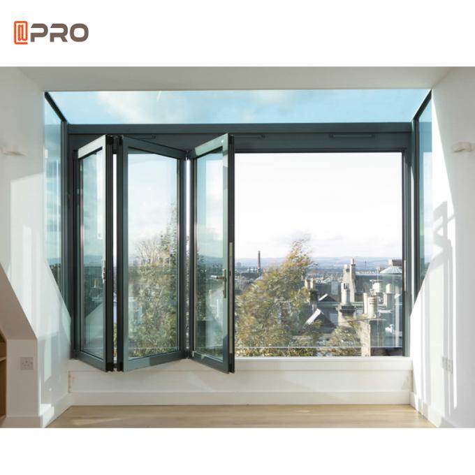 Black White Frame Aluminum Bifold Windows Casement Style ISO9001