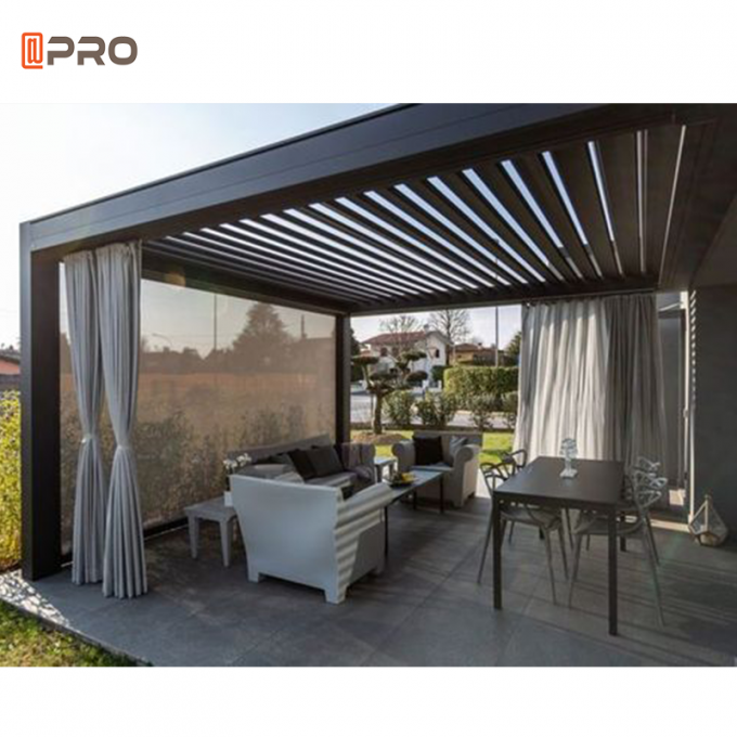 Zip Screen System Gazebo Modern Aluminum Pergola For Restaurant Cafe