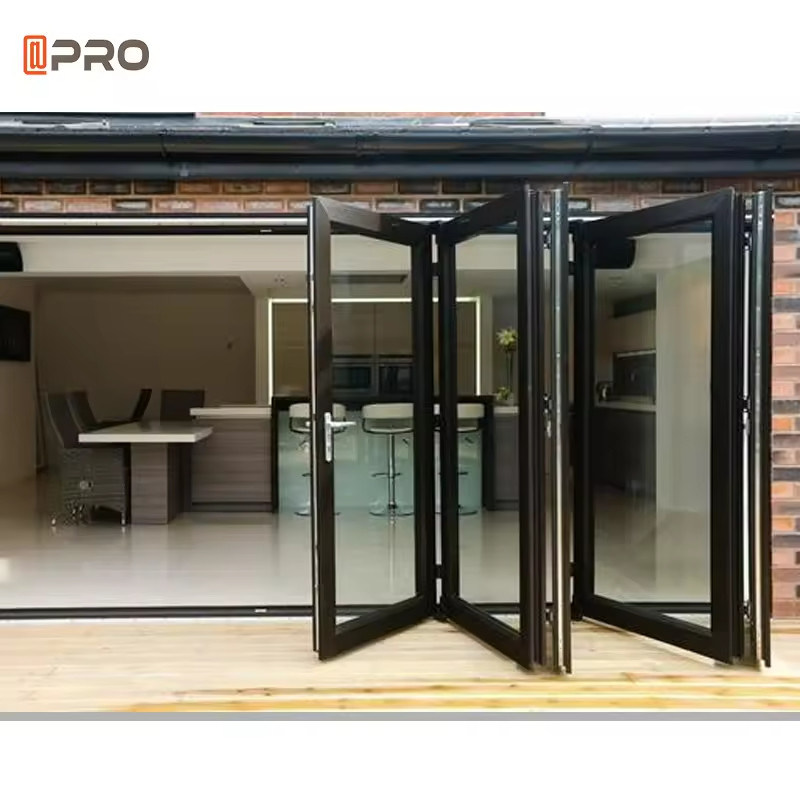 APRO Customized Waterproof Exterior Aluminum Accordion Doors Glass Bifold Doors Patio Bi Folding ...