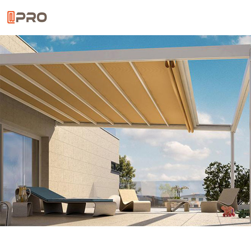 Restaurant PVC Folding Roof Pergola With Retractable Canopy