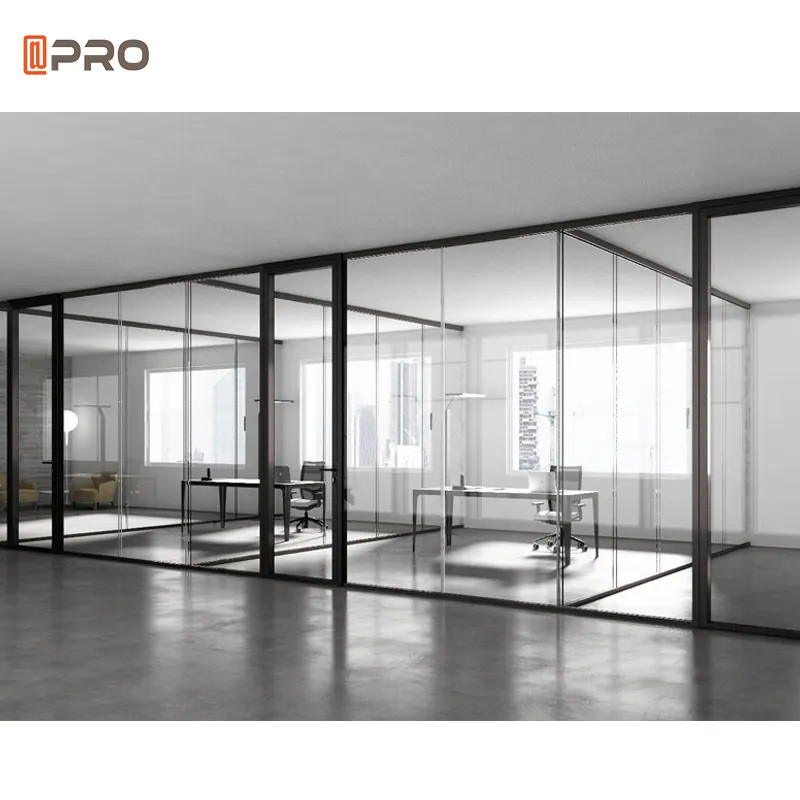Frameless Clear Glass Partition Wall Vertical Full View Interior Office ...