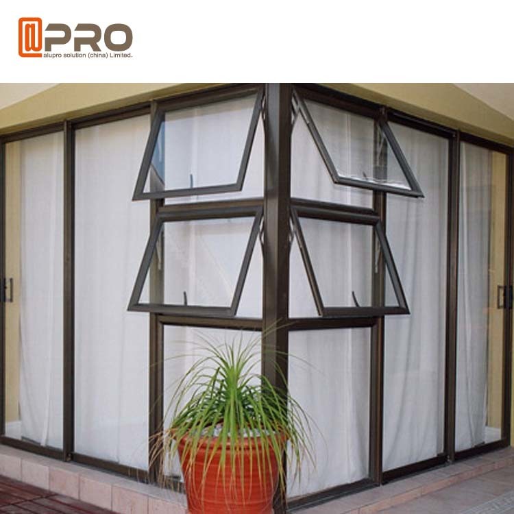 House Inward Opening Aluminium Awning Windows Double Tempered Clear ...