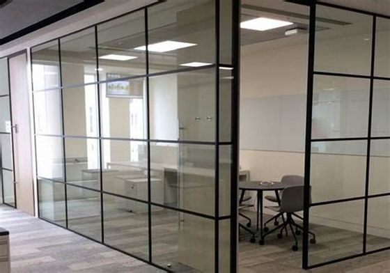 Movable Modern Office Partitions , Interior Frosted Glass Pillar Partition