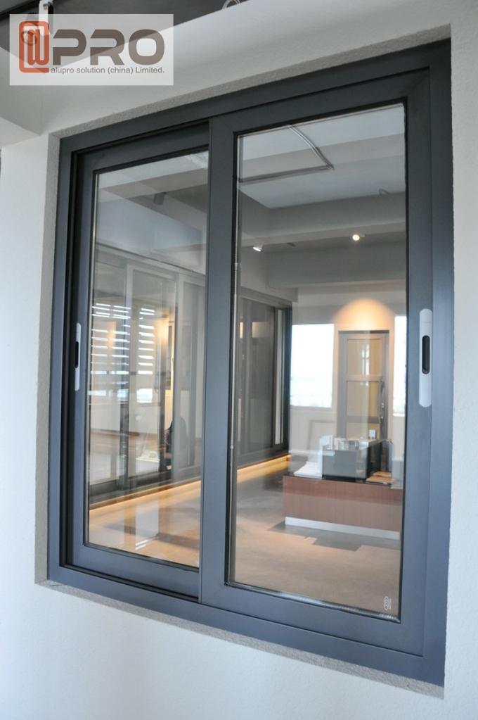 Dark Grey Sliding Office Window Fly Screen Aluminium Sliding Glass ...