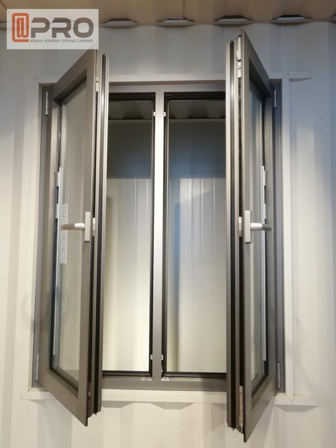 Color Optional Aluminium Flush Casement Windows With Security Wire Mesh ...